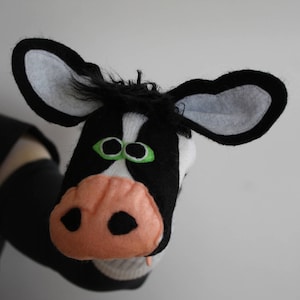 Luxury Black & White Cow Sock Puppet, Handmade, Professionally Sewn ...