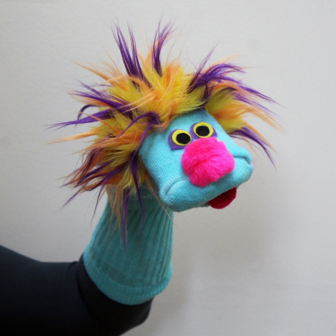 Classic, Sock Puppet "sammy" With Tri Color Hair, Heirloom Quality ...