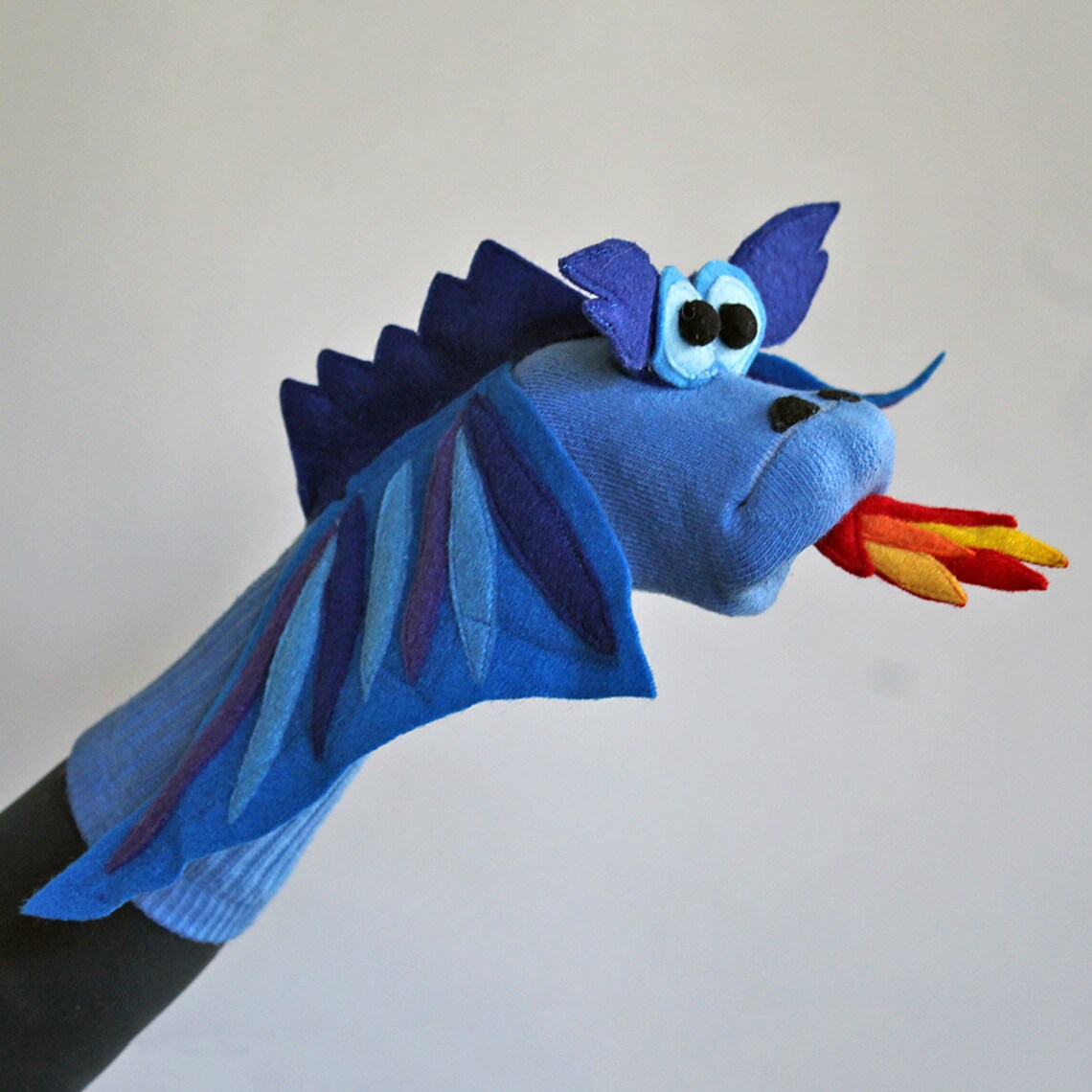 Beautiful Blue Luxury Dragon Sock Puppet With Removable Fire - Etsy