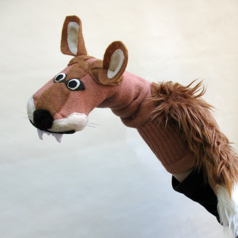 Luxury Natural Fox Sock Puppet, Handmade, Couture, 100% Sewn Parts ...