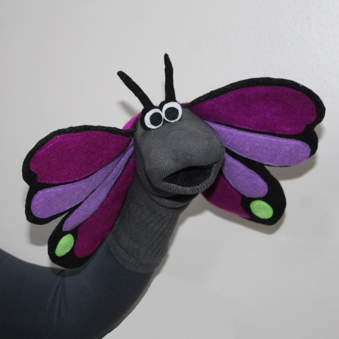 Beautiful Butterfly Sock Puppet, Handmade, OOAK, Professionally Sewn by ...