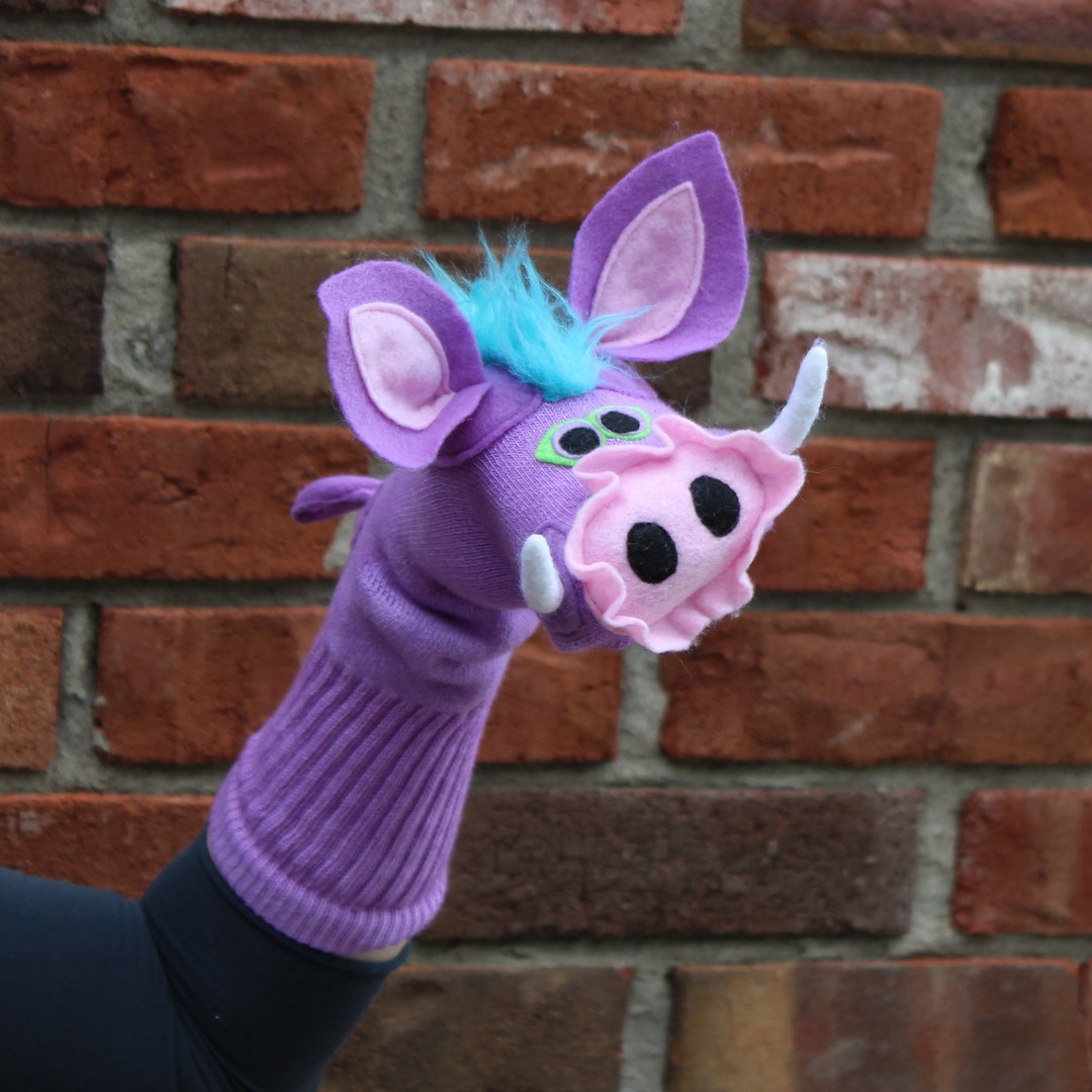 Purple Boar Sock Puppet, With Tusks, Handmade Made to Order - Etsy