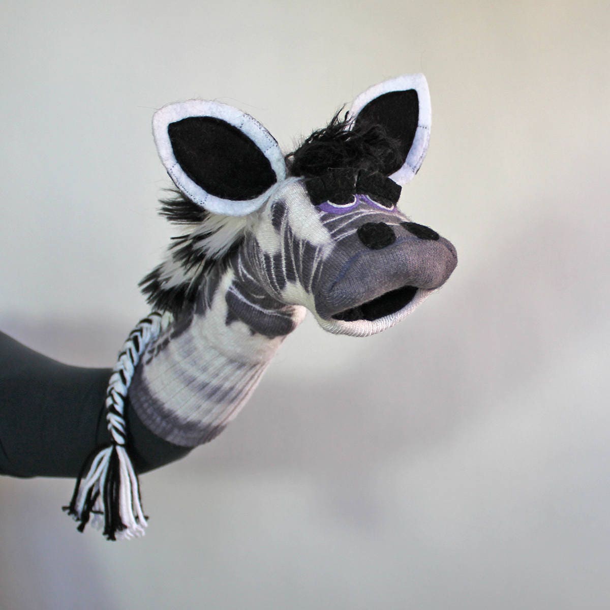 Luxury Tie Dyed, Zebra Sock Puppet With Lush, Striped Mane and Soft ...