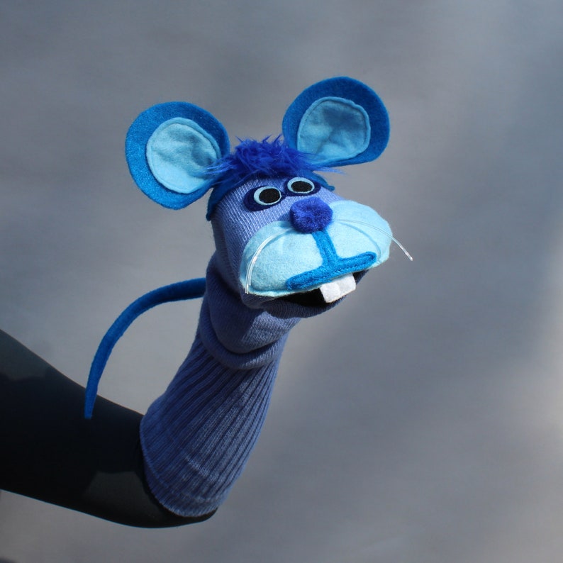 Adult Large Blue Mouse Sock Puppet Couture Handmade Toy | Etsy