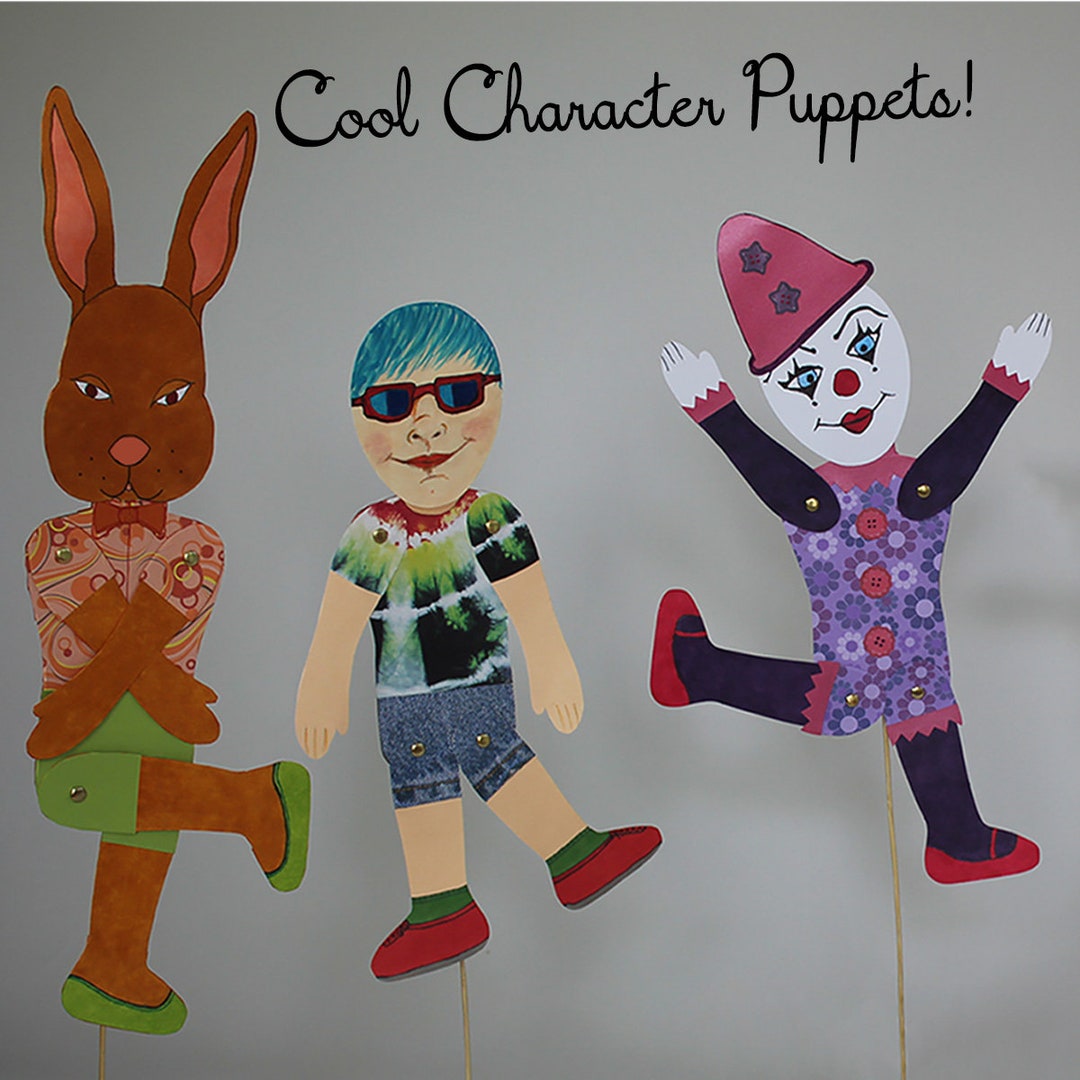 Deluxe Stick Puppet Kit, Make, 5 Extra Large, Jointed Puppets of Your ...