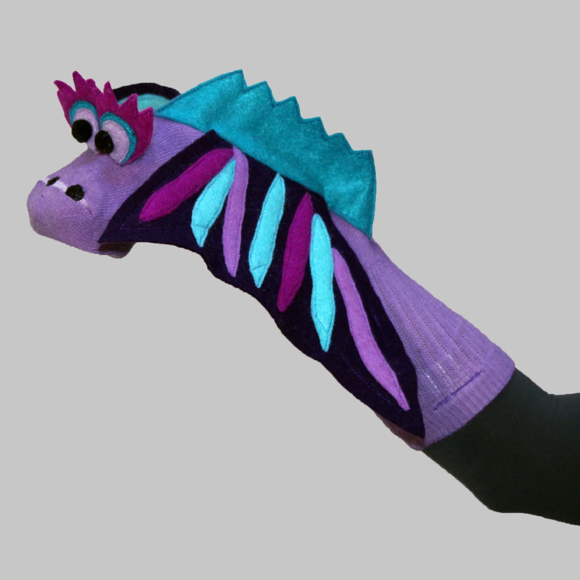 Sock Puppet Dragon Purple Fire Breathing Dragon Heirloom - Etsy