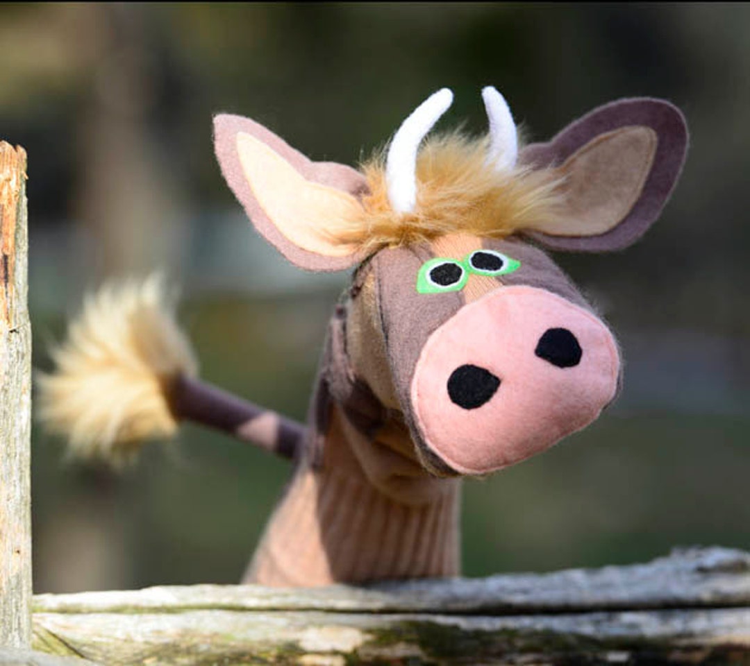 Sock Puppet Bull With Horns, Luxury Sockett®, Heirloom Quality, All ...