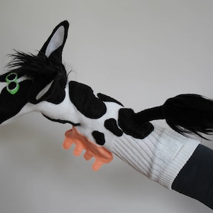 Luxury Black & White Cow Sock Puppet, Handmade, Professionally Sewn ...