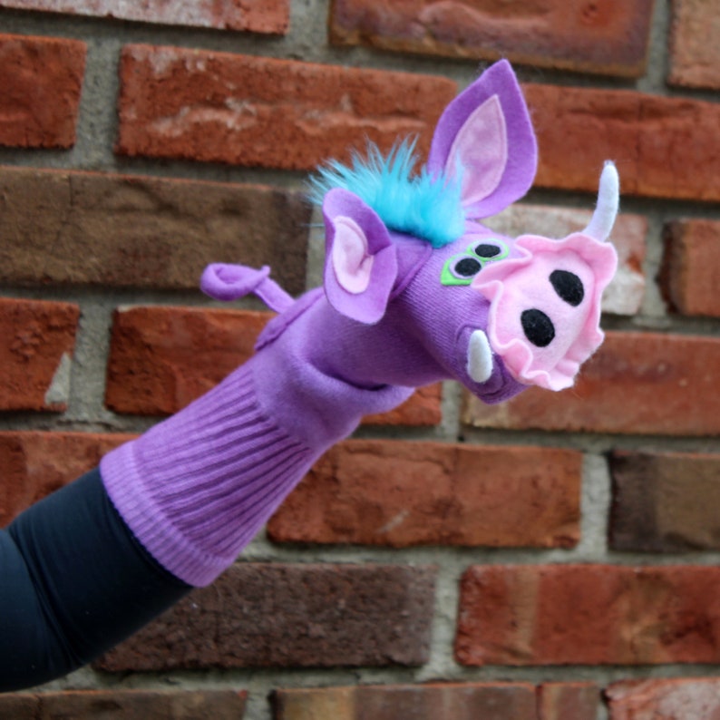 Purple Boar Sock Puppet With Tusks Handmade Made to Order - Etsy