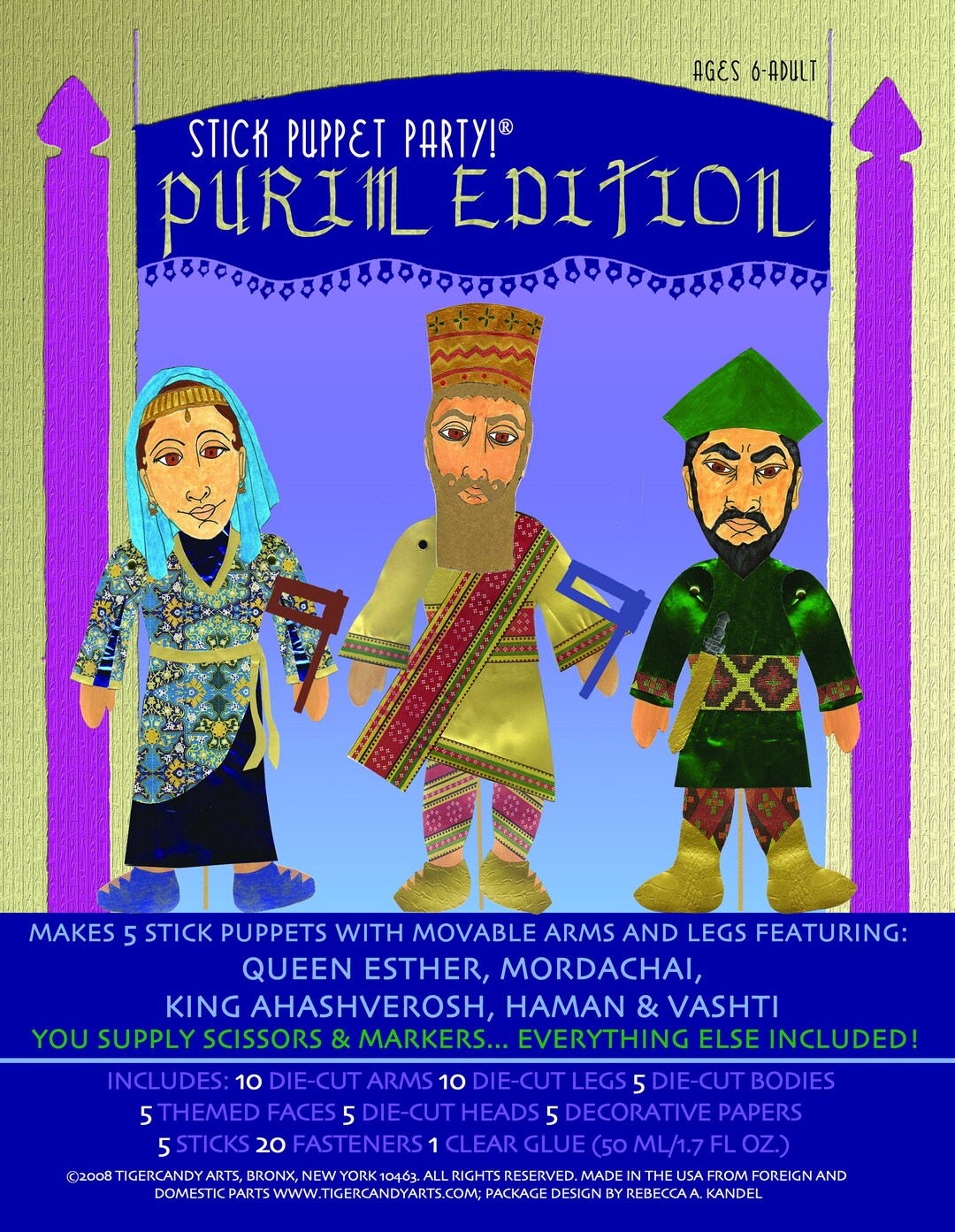 Deluxe Purim Stick Puppet Kit, LARGE, Jointed, Fun, Creative, Ancient ...