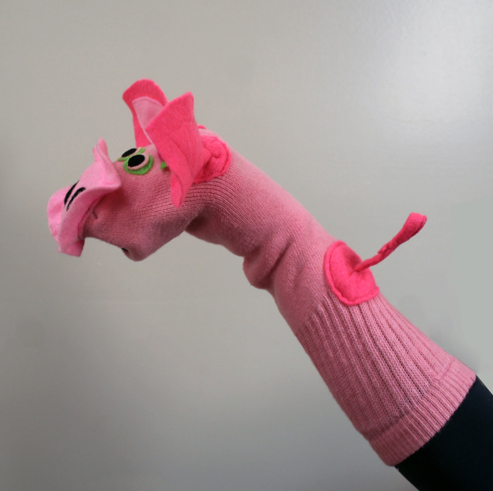 Professionally Sewn, Pretty Pink Pig Sock Puppet, Handmade, Couture ...