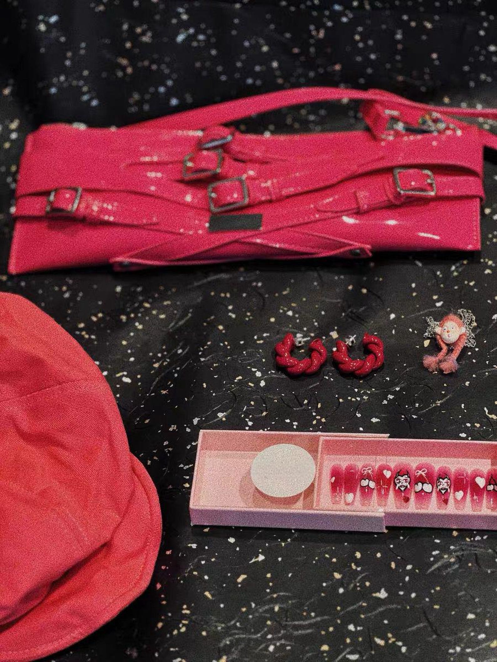 Sweet Raspberry Nail black Tea Colorful Press on Nail Cool Witch Fake ...