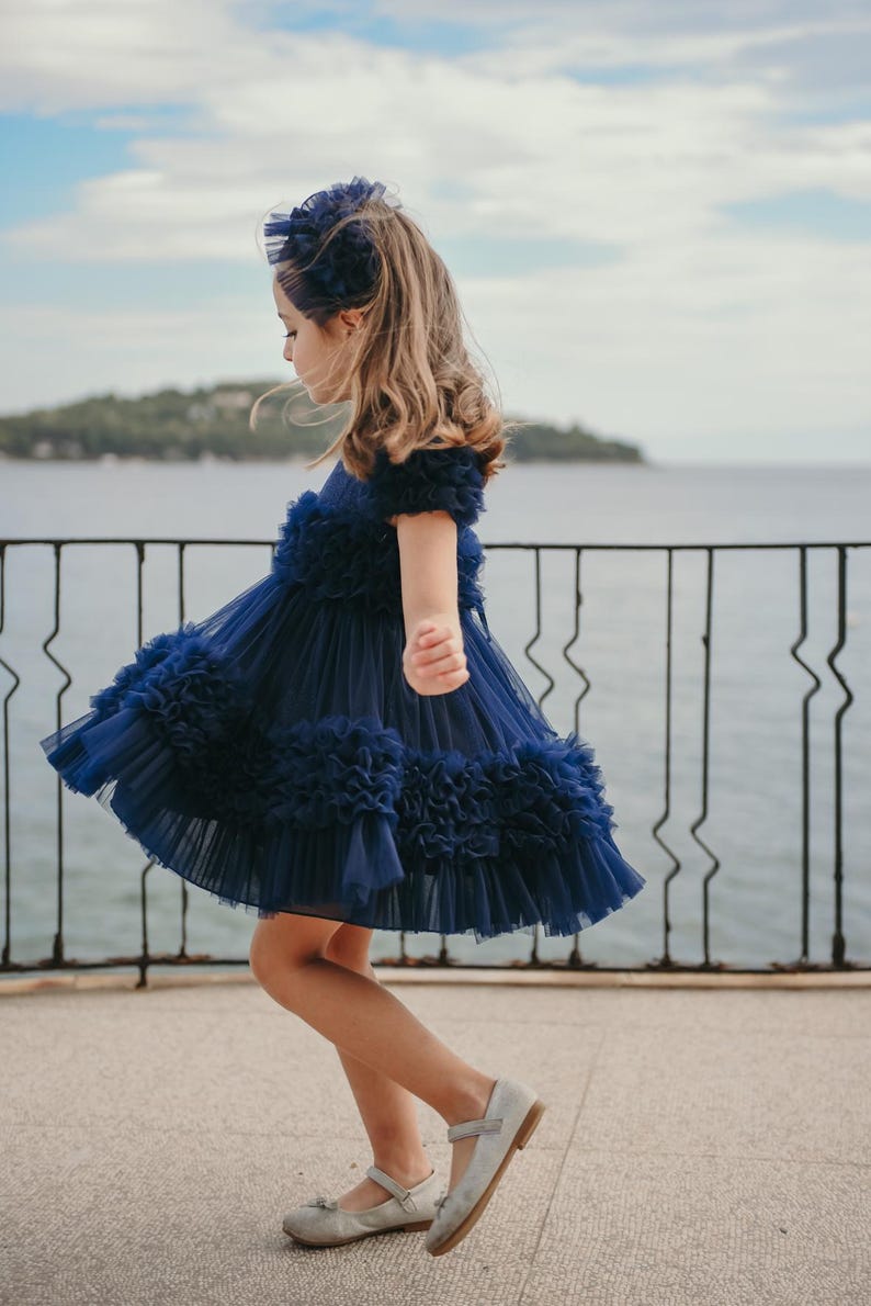 Navy Sleeveless Dress, Summer Flower Girl Holiday Wedding Pageant ...