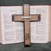 Wood & Leather Religious Cross Leather Inlay Made From Exotic Woods and ...