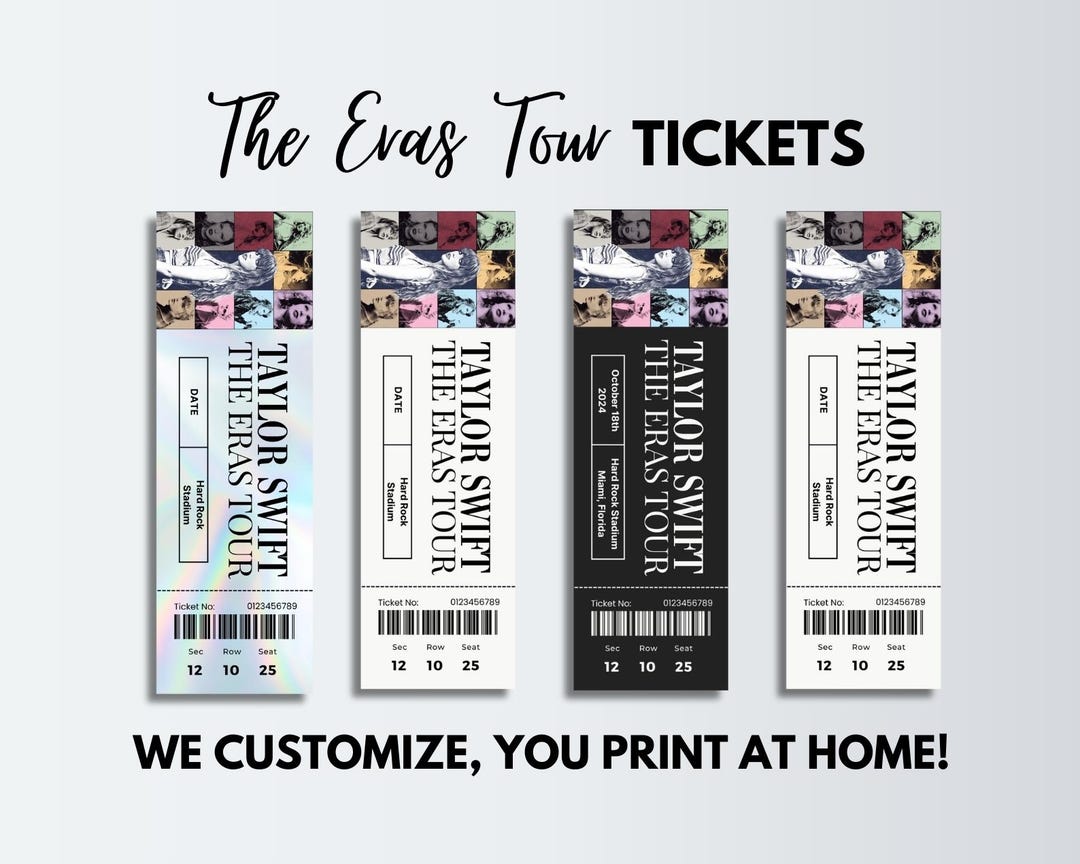 Taylor Swift the Eras Tour Ticket Concert CUSTOM Eras Tour Ticket ...
