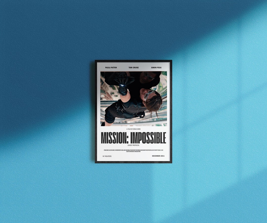 Mission: Impossible Ghost Protocol Minimalist Poster Spy Movie Art Print Action Thriller Wall ...