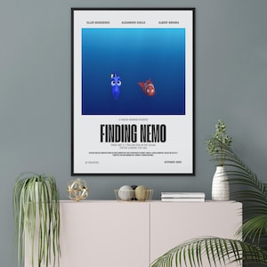 Finding Nemo Minimalist Poster Pixar Movie Wall Art Ocean Animal Decor ...