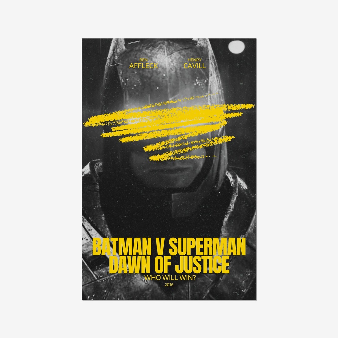 Batman V Superman Grunge Poster Minimalist Superhero Art Print Edgy DC ...