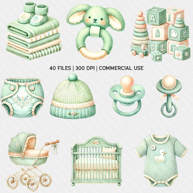 Newborn Baby Clipart Bundle | Baby Shower Clipart | New Baby – 40 High ...