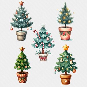 10 Potted Christmas Trees Clipart | Festive Holiday Tree Graphics ...