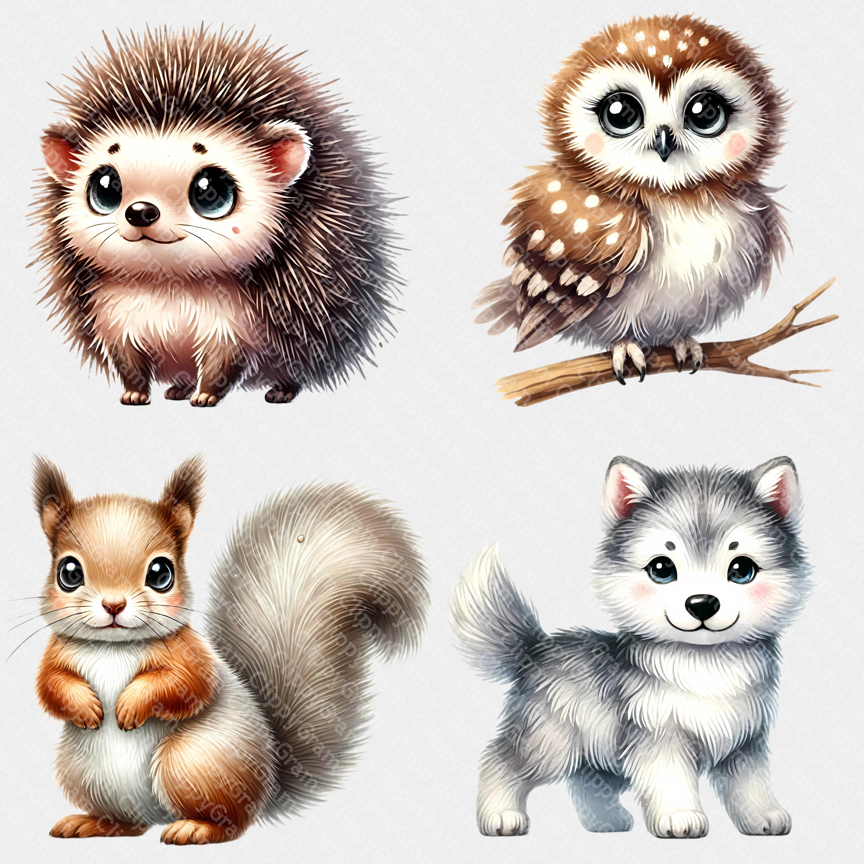 20 Cute Woodland Animals Clipart Bundle – High-resolution 300 DPI ...