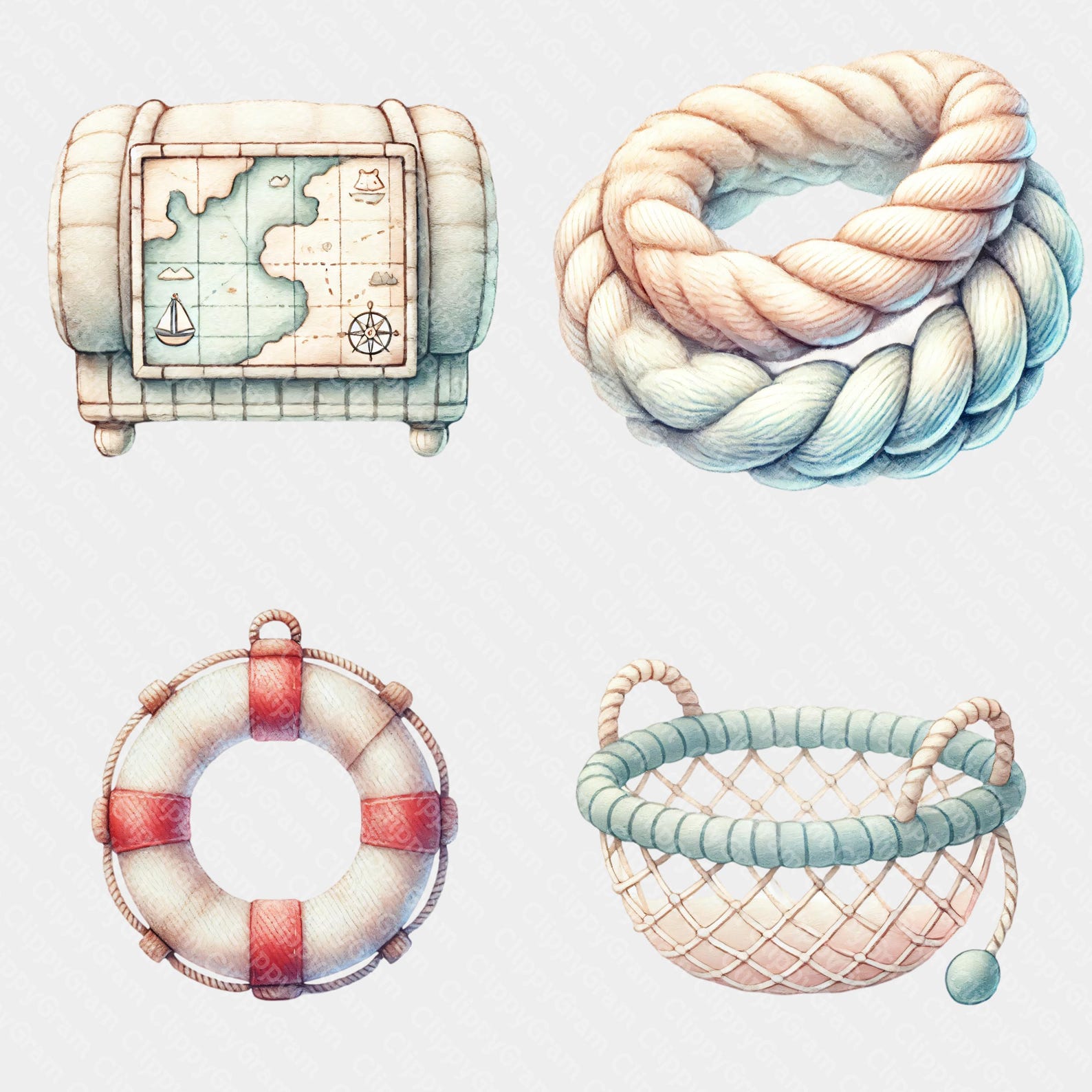 Watercolor Coastal Clipart, Beach Clipart, PNG, Travel Clipart ...