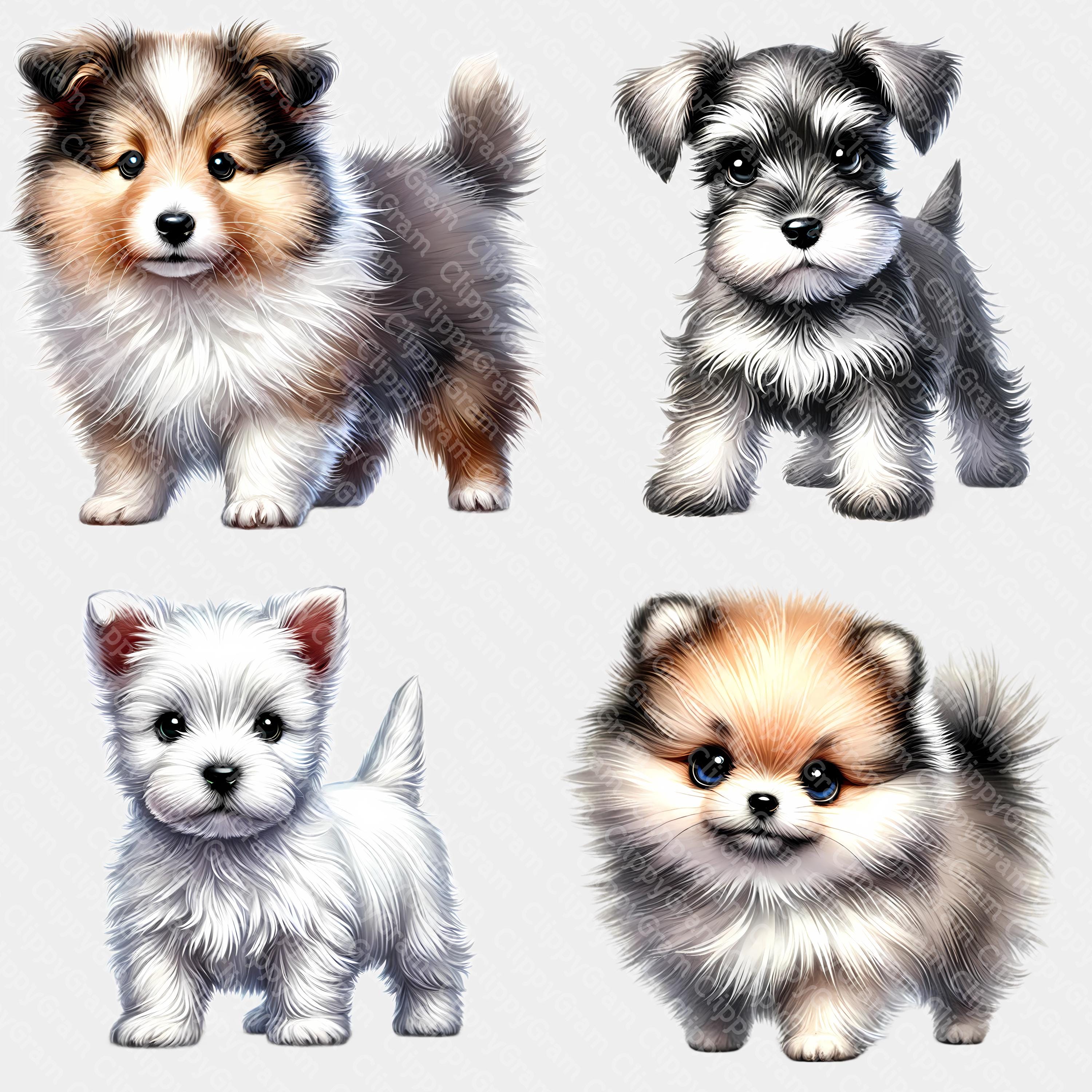 Dogs Clipart Bundle | 20 Cute Dog Breeds PNG Printable, Cute Dogs for ...