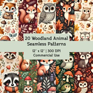 Cute Woodland Animal Digital Print Animal Digital Paper Patterns ...