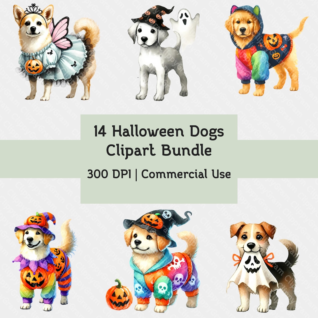 Cute Halloween Dogs Clipart Bundle | Spooky Dog Stickers | Funny ...