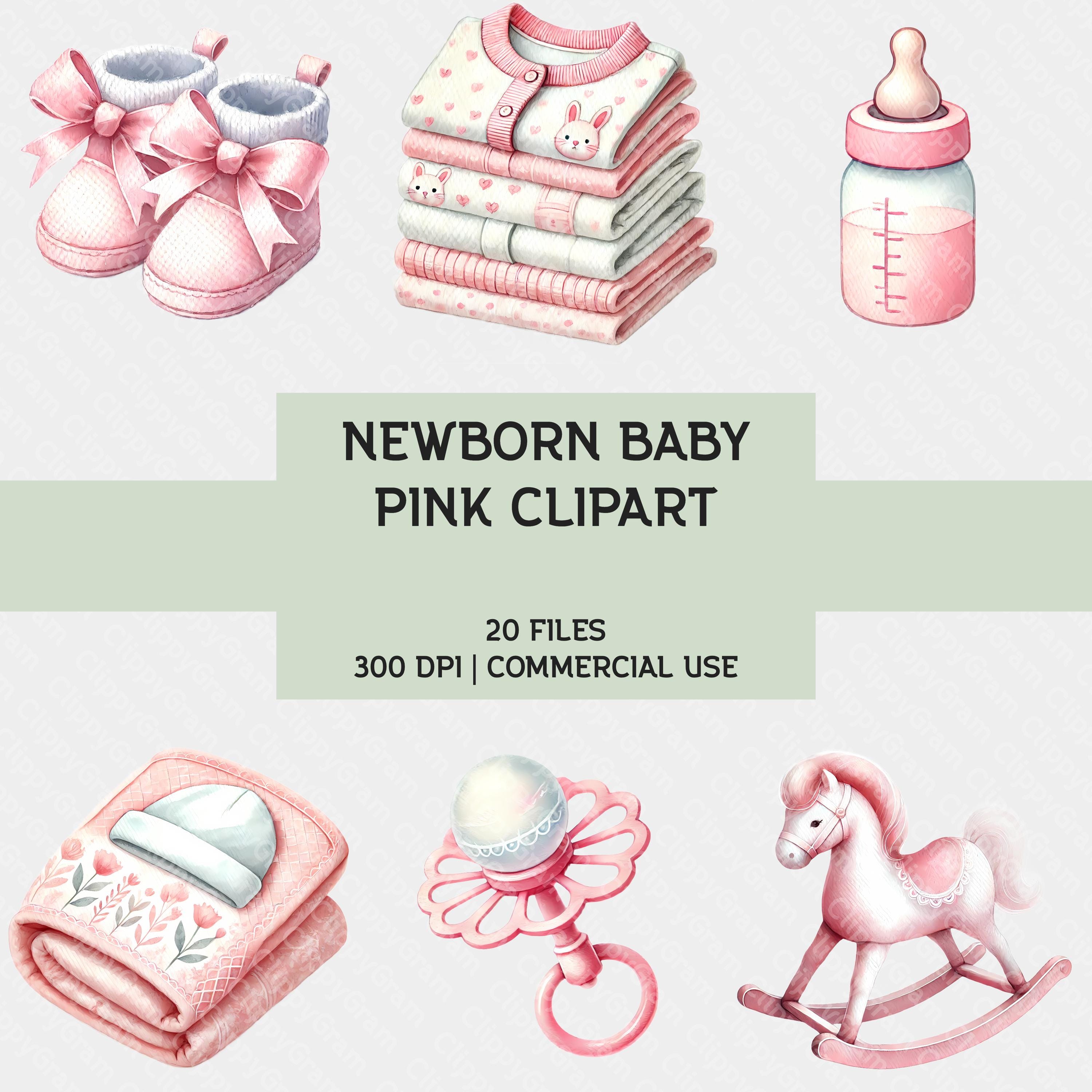 Baby Pink Clipart – 20 PNG Files for Baby Shower Invitations, Nursery ...