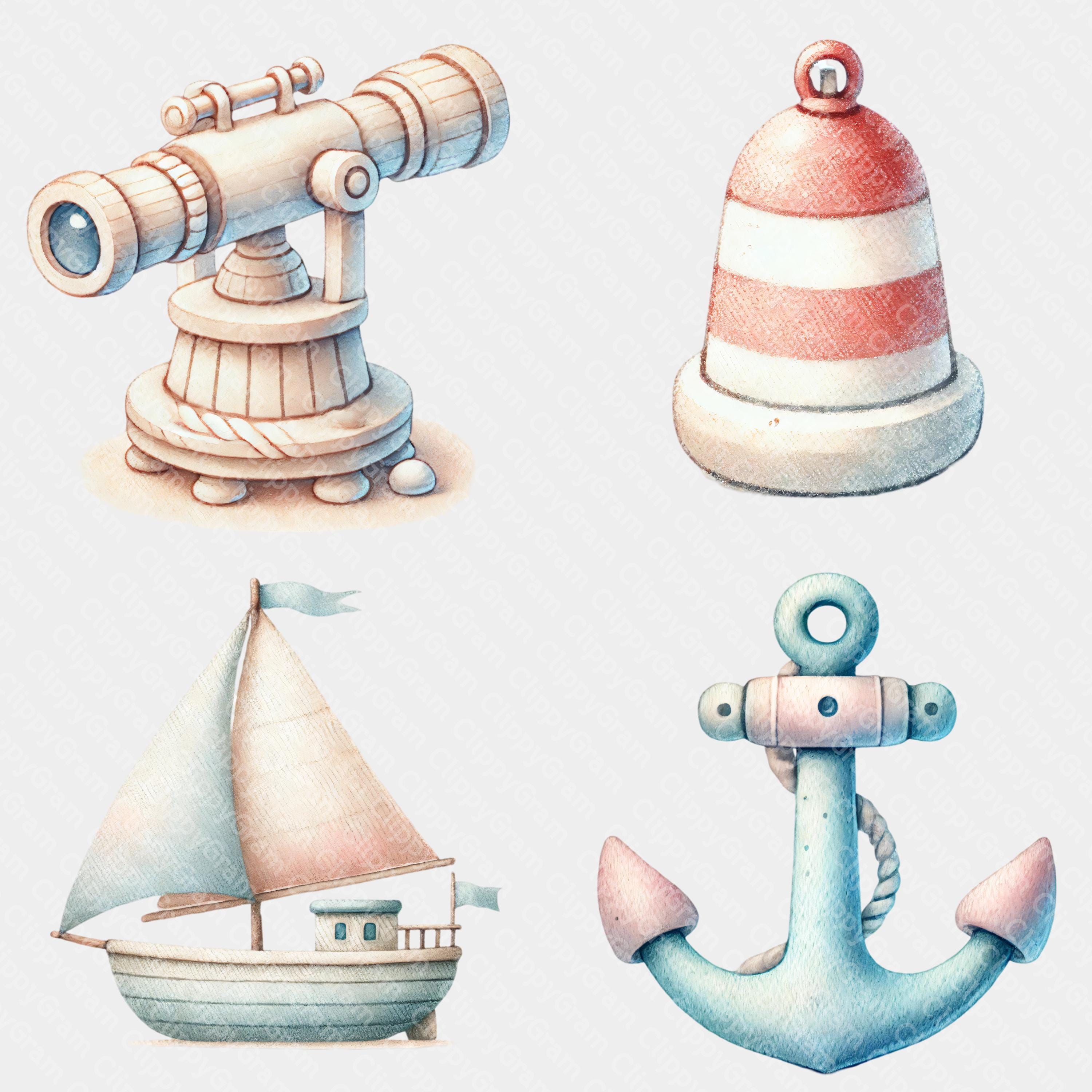 Watercolor Coastal Clipart, Beach Clipart, PNG, Travel Clipart ...