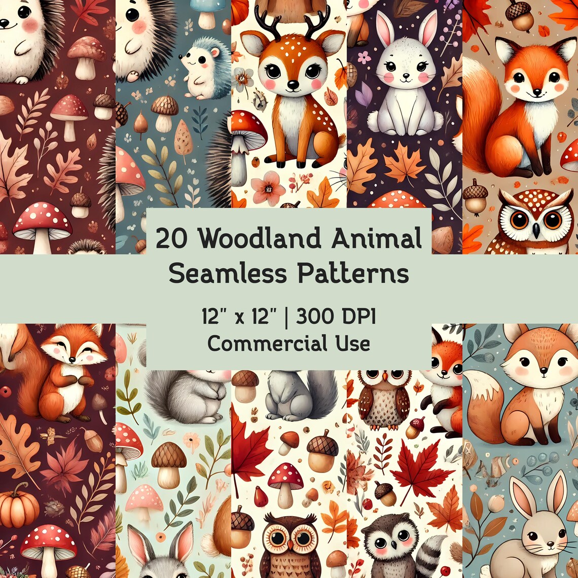 Cute Woodland Animal Digital Print Animal Digital Paper Patterns ...