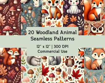 Cute Woodland Animal Digital Print Animal Digital Paper Patterns ...