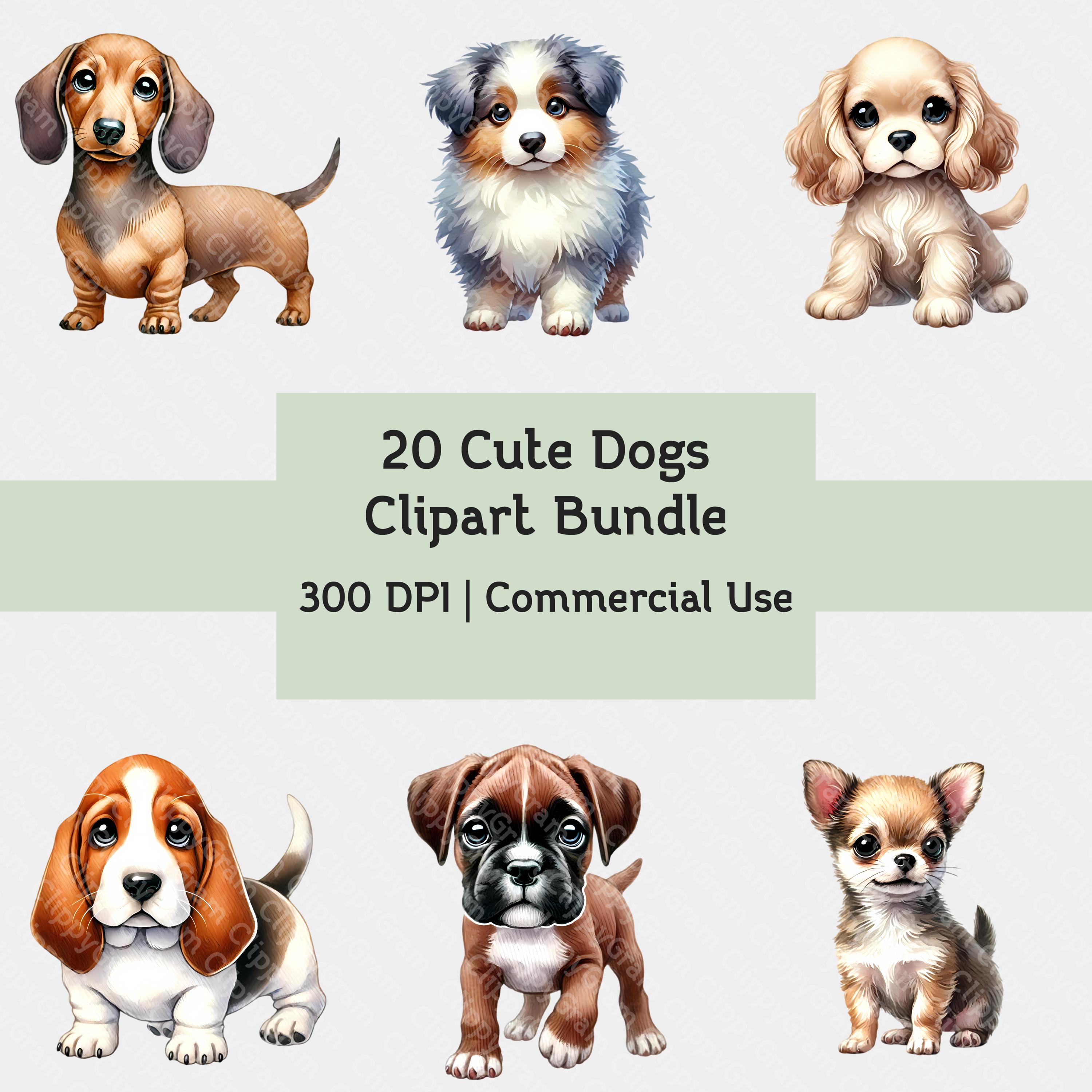 Dog Breeds Clipart Bundle: Including Dachsund, Dalmatian, Shar Pei - 20 ...