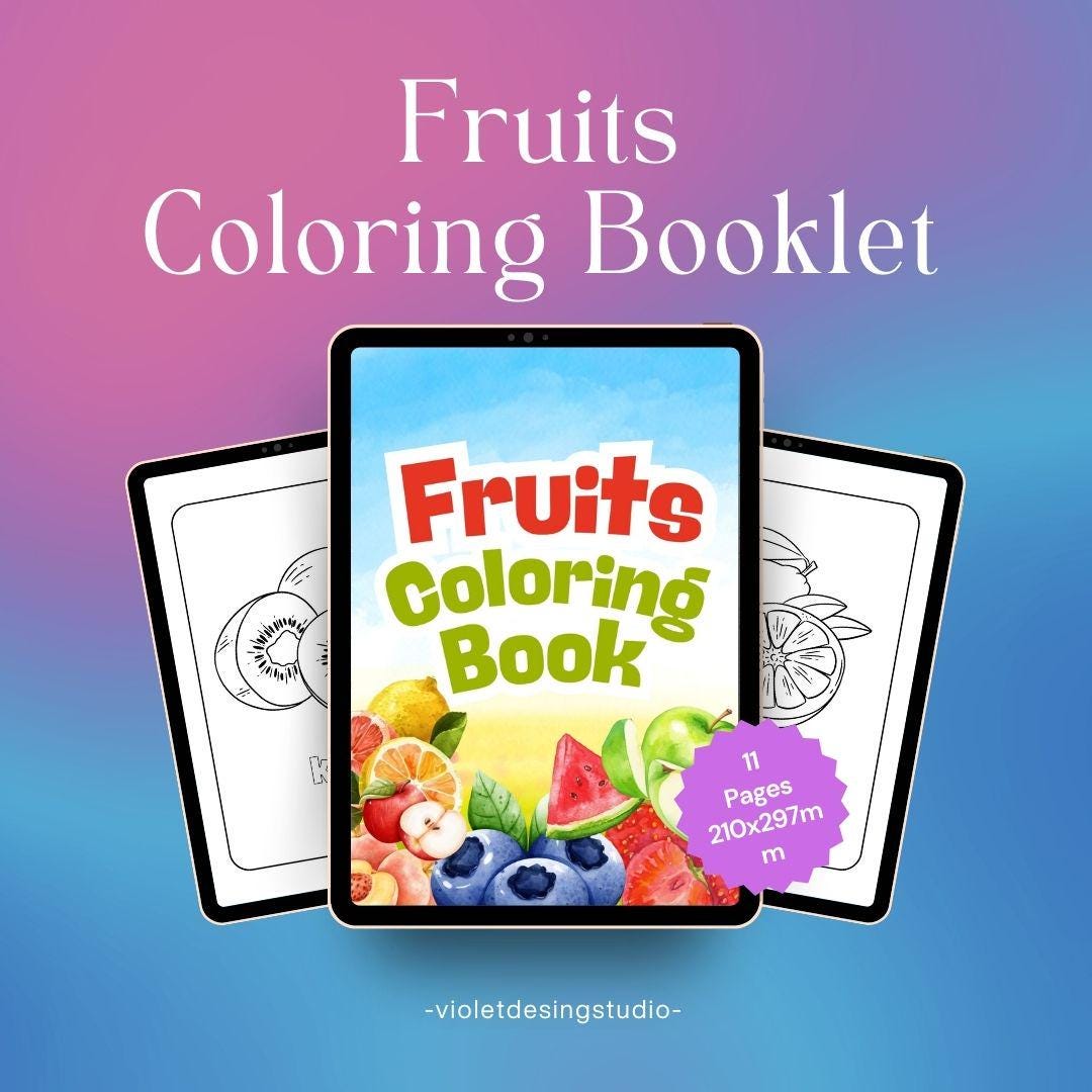Fruits Coloring Book for Kids | Printable Fruit Coloring Pages ...