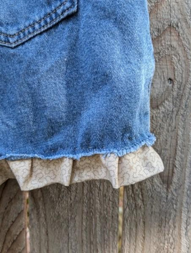 Simple Patchwork Ruffles on Jean Overall Shorts - Etsy