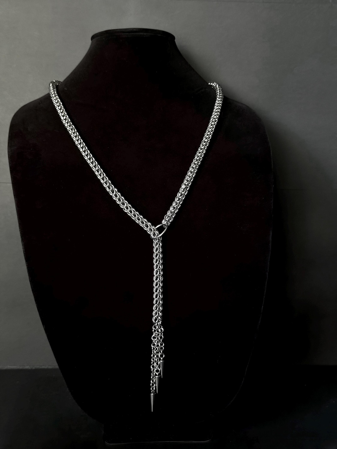 Stainless Steel Chainmail Lariat Necklace: Full Persian Weave, Edgy ...