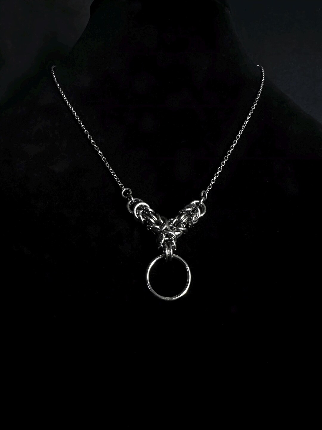 Stainless Steel Byzantine O Ring Pendant Necklace | Chainmail Choker ...