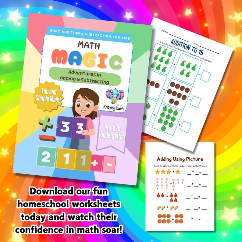 60+ Math Homeschool Worksheets Bundle | Addition & Subtraction Workbook ...