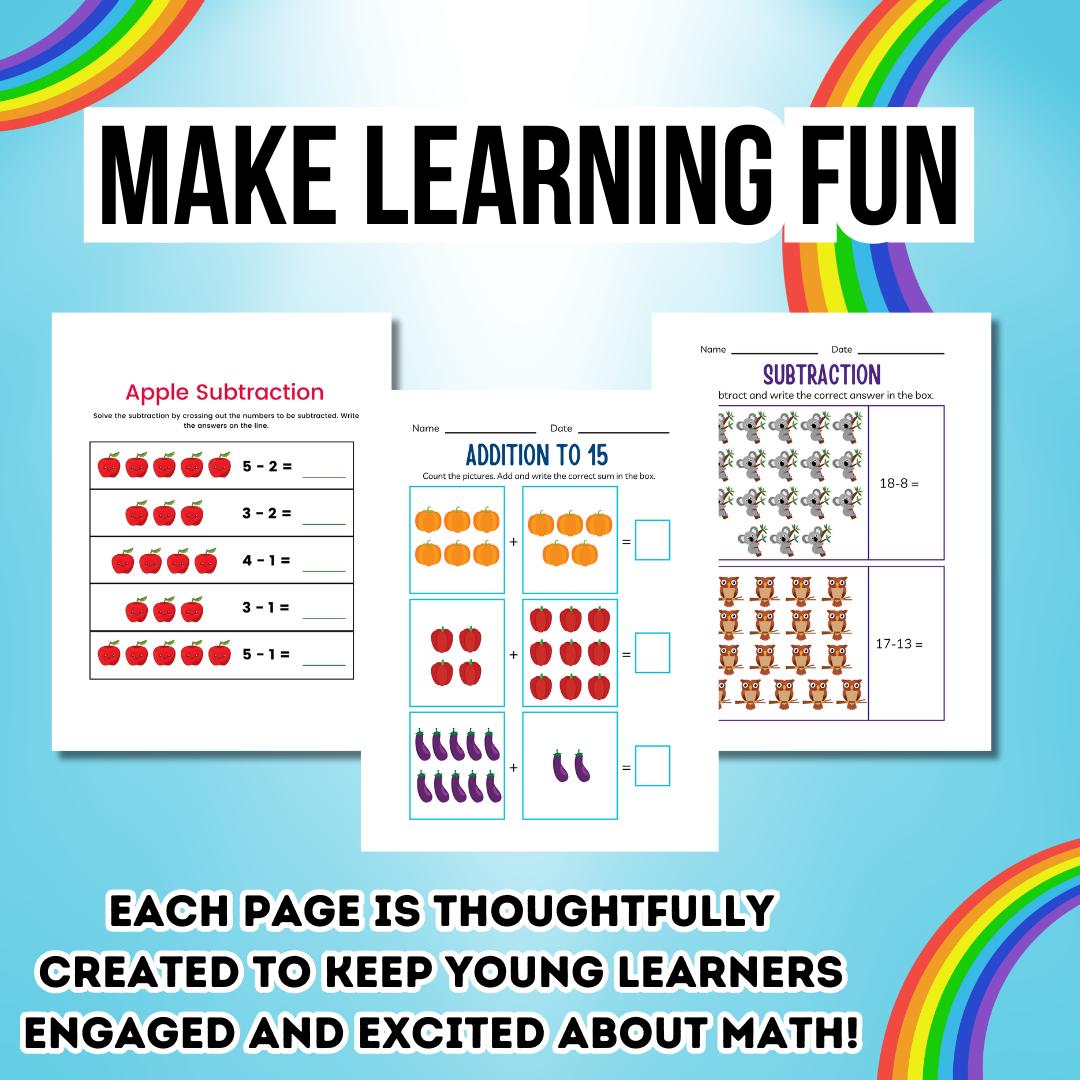 60+ Math Homeschool Worksheets Bundle | Addition & Subtraction Workbook ...