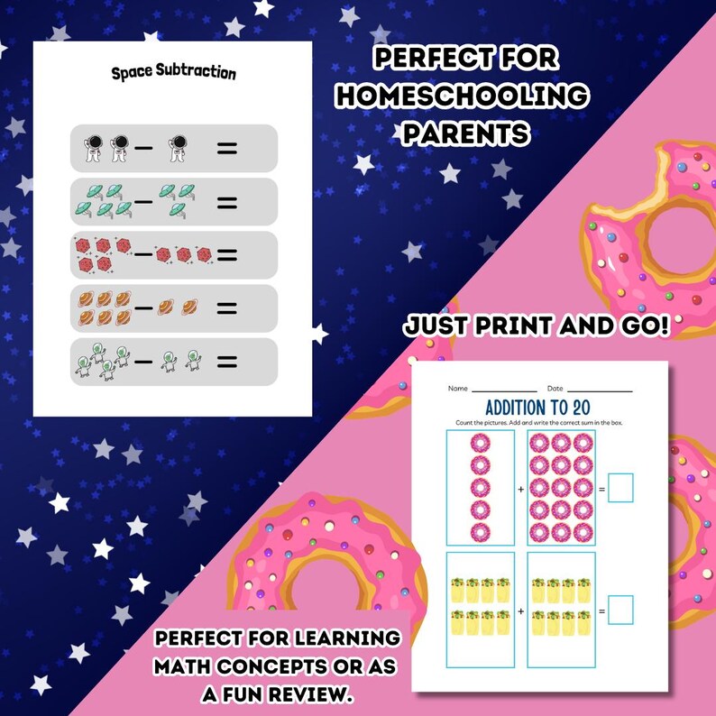 60+ Math Homeschool Worksheets Bundle | Addition & Subtraction Workbook ...