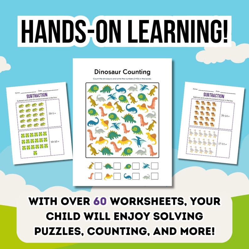 60+ Math Homeschool Worksheets Bundle | Addition & Subtraction Workbook ...