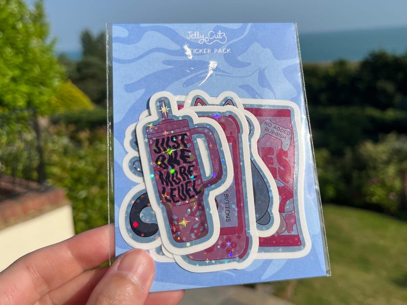 Pink Gamer Girl Holographic Sparkle Vinyl Sticker Pack Set of Sparkly ...