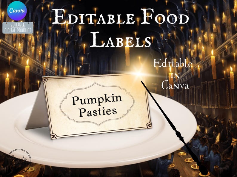 Wizard Birthday Party Food Label Template Editable Food Tent Labels ...
