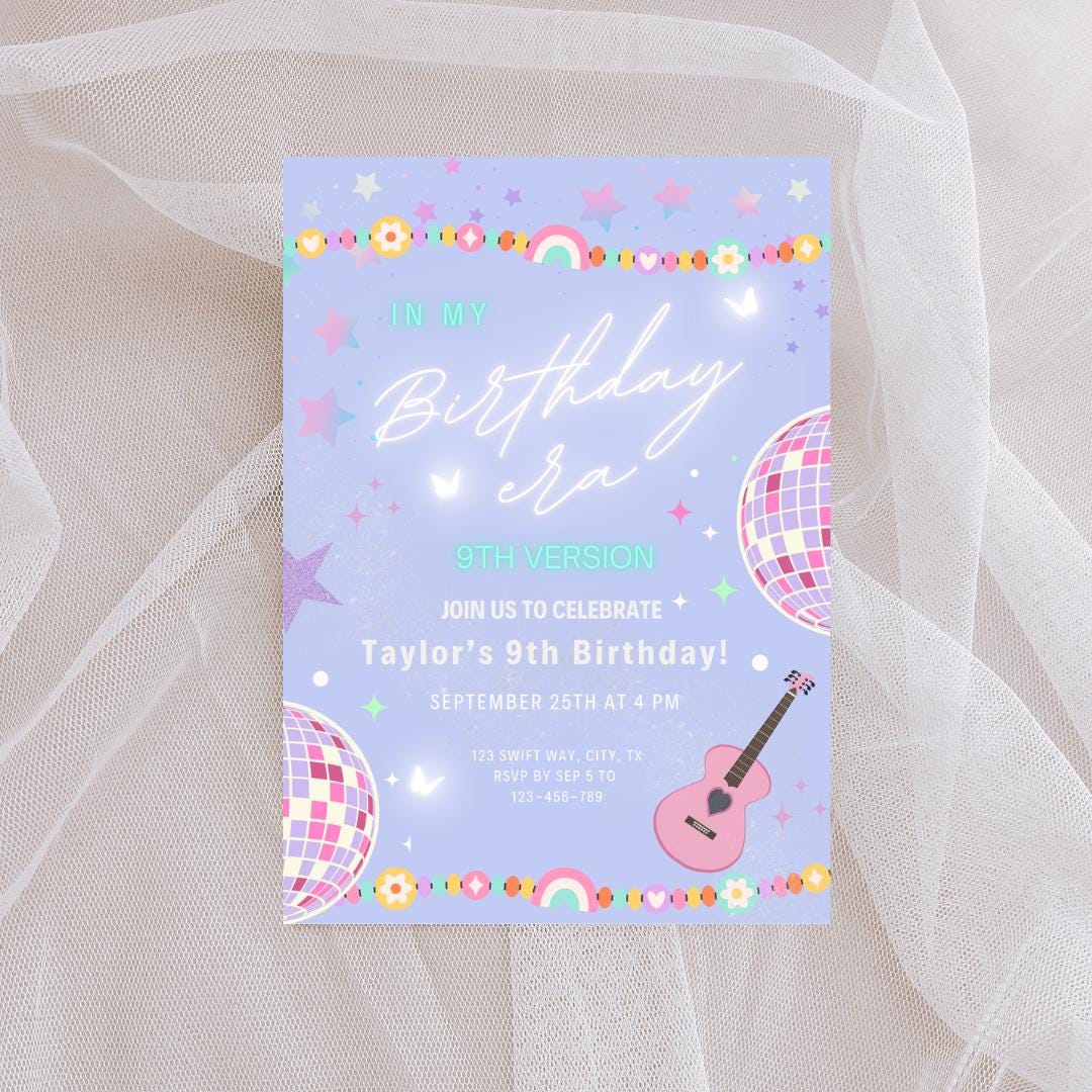 Birthday Era Party Invitation, Taylor Swift Birthday Party Invitation ...