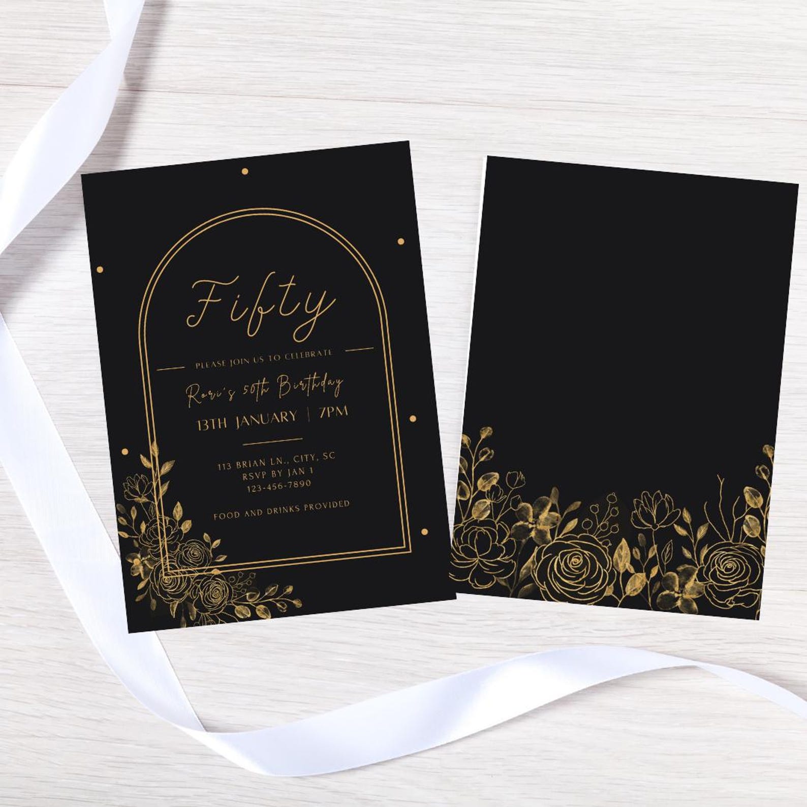 50th Birthday Party Invite, Fifty Party Invitation Template, Vintage ...