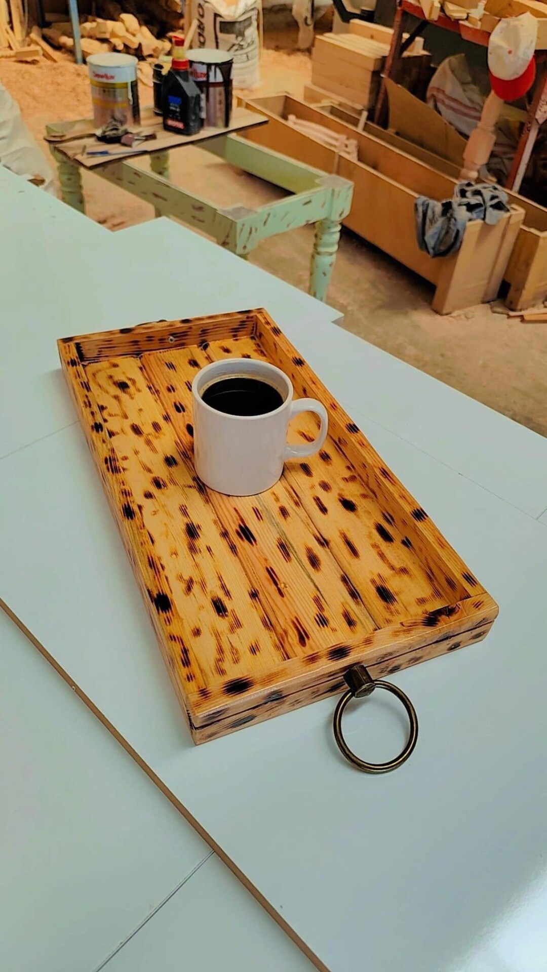 1vintage Pyrography Pattern Pine Wood Serving Tray Handmade Wooden Tray ...