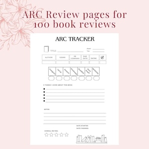 ARC Reading Tracker Printable Journal Book Review Templates Instant ...
