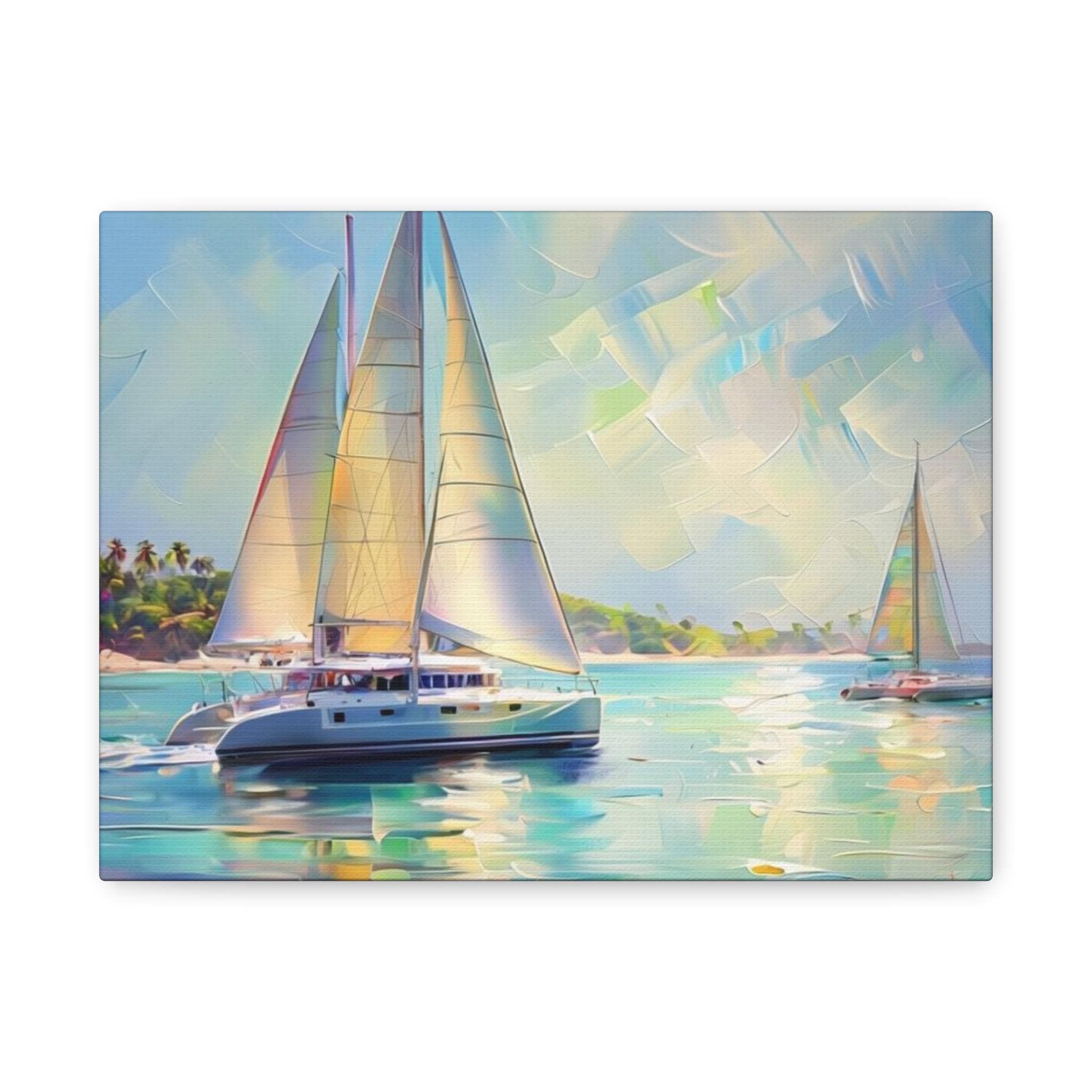Caribbean Sails Catamaran Canvas Print, Nautical Wall Picture, Ocean ...