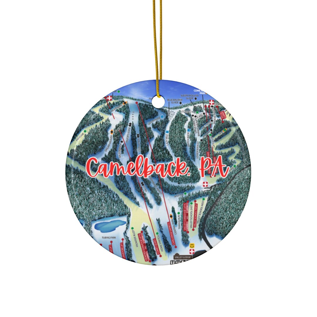 Camelback Mountain, Poconos PA Ski Map, Poconos Ceramic Ornament, Ski ...